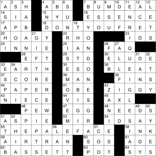Informal Informant Crossword